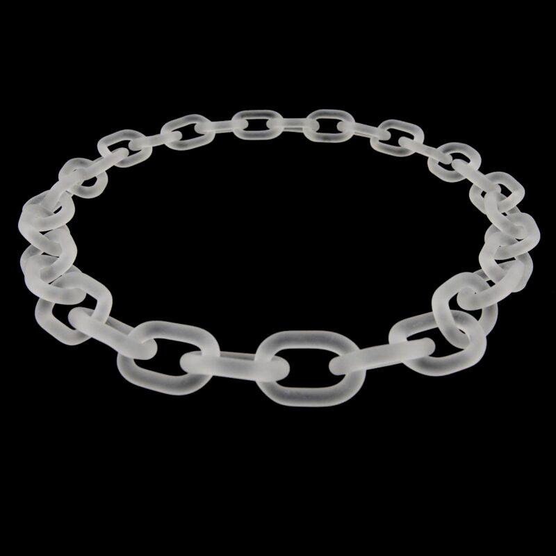 Bold borosilicate glass chain with frosted links – Joy McMillan Glass